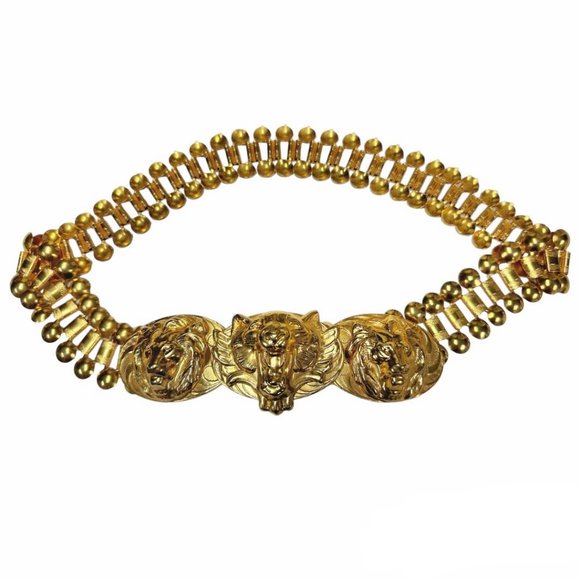 Vintage | Accessories | 3 Vintage 70s Gold Tone Lion Tiger Head Chain ...